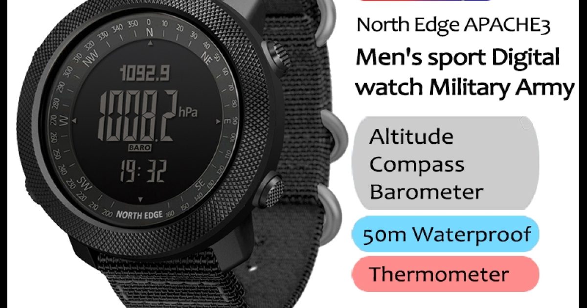 NORTH EDGE Mens Smart Watch Military Army Clock Compass Altimeter ...