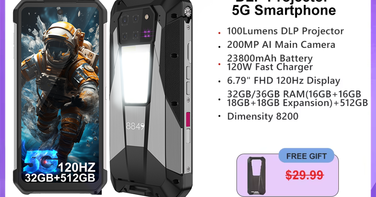 Unihertz Tank 3 Pro 8849 Rugged Smartphone android 5G with 100 Lumens ...