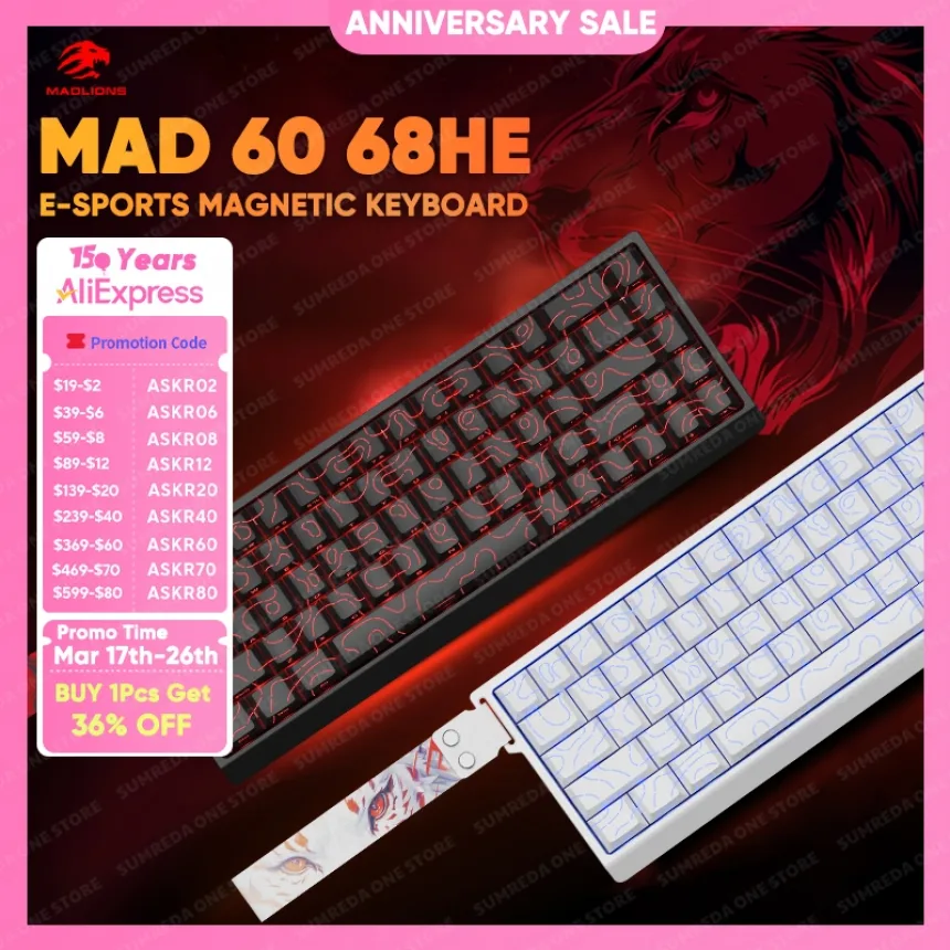 Madlions Mad 60he Mad 68he 68Pro Wired Mechanical Keyboard Gaming ...